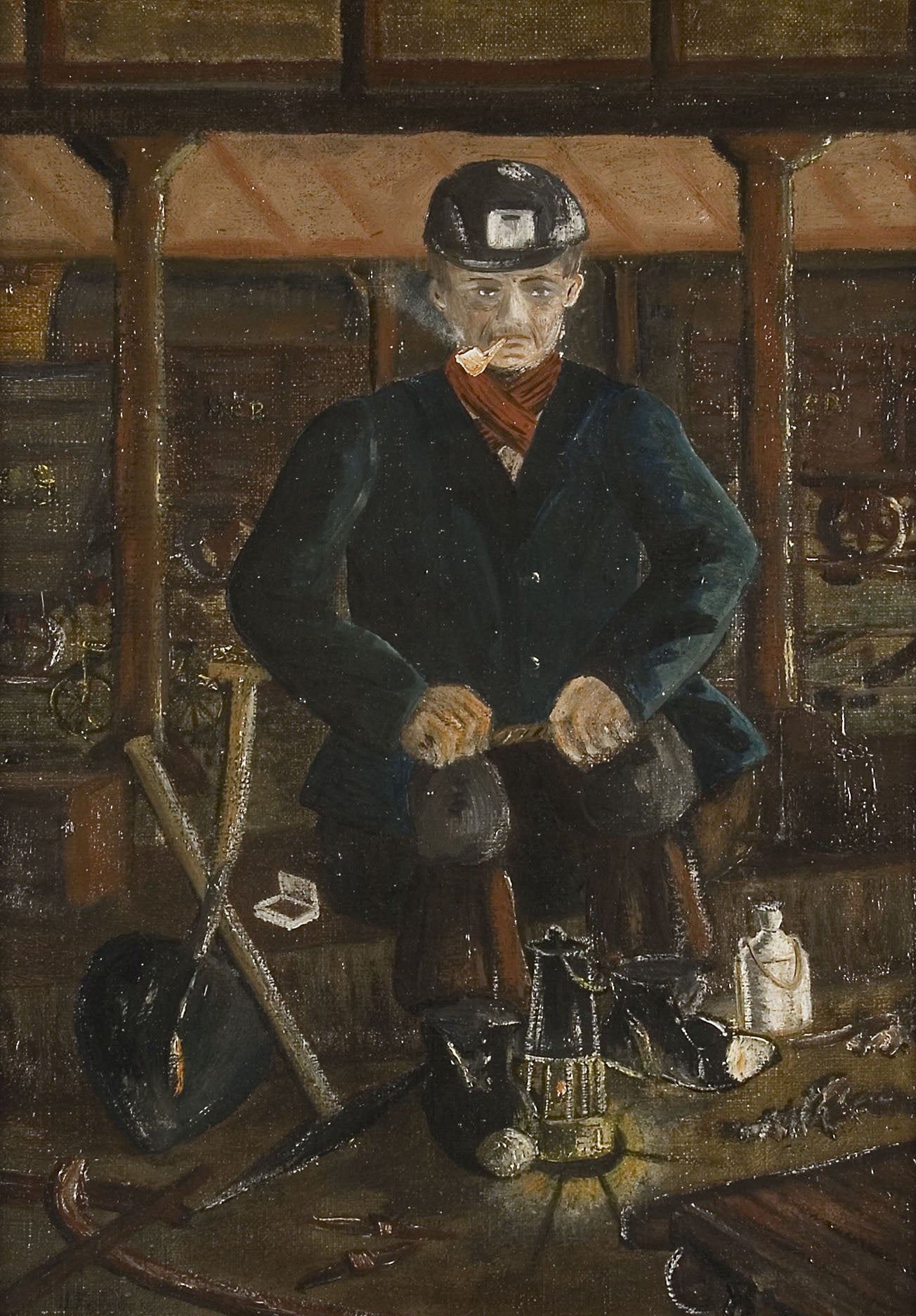 Art Print: The Miner, Last Smoke Before Descent – North East Museums Shop